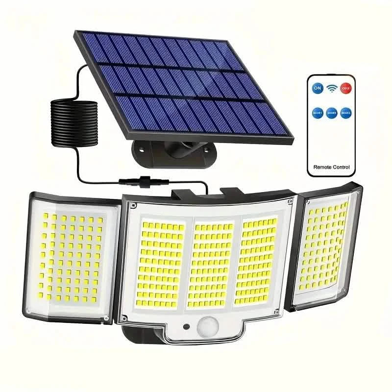 348 LED Motion Sensor Lights With Remote Control, 3 Head Security Ligh