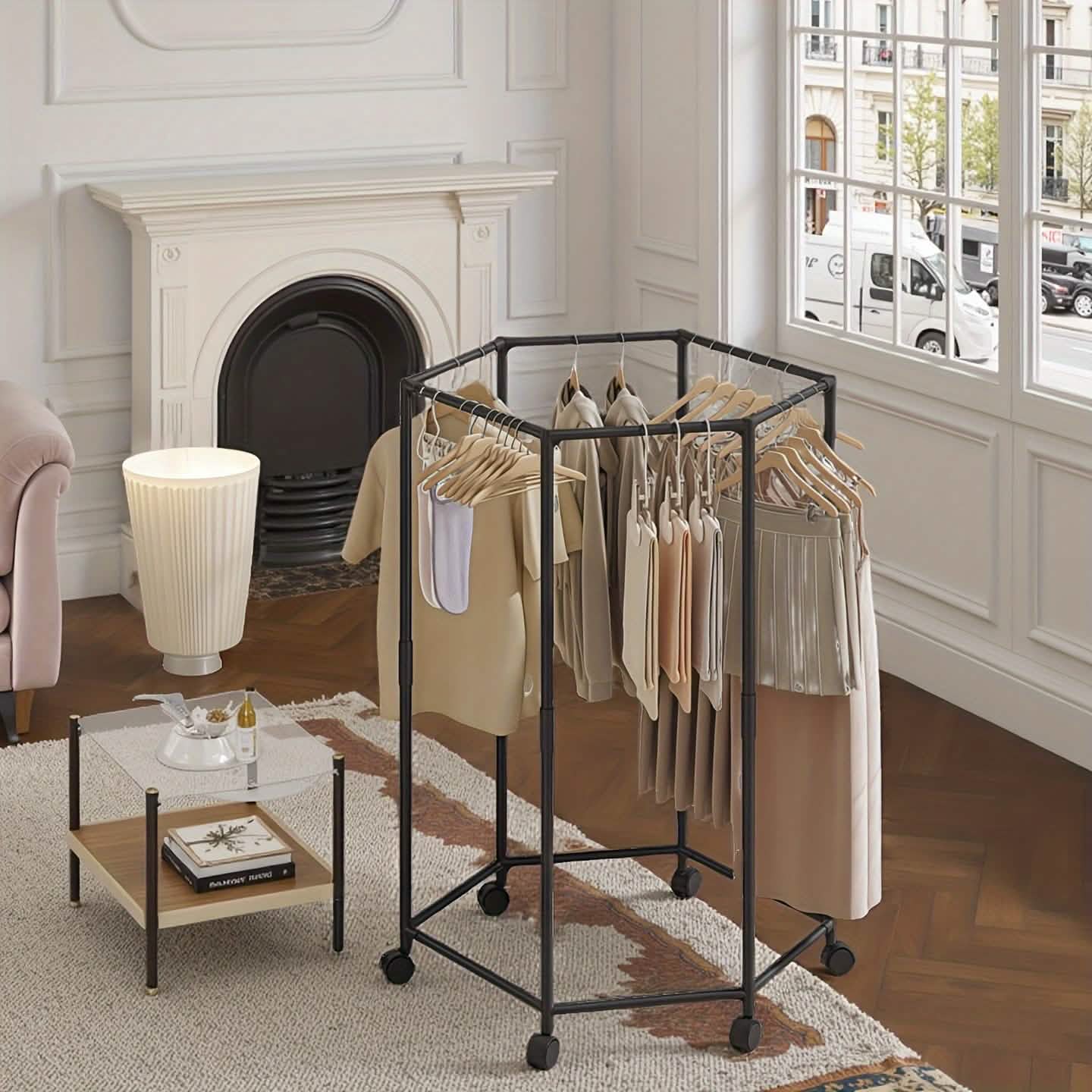 360° Rotating Freestanding Clothing Rack – Hexagonal | DailySale