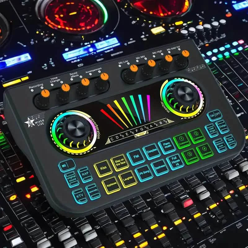 Audio Mixer, Live Sound Card And Audio Interface With DJ Mixer Effects