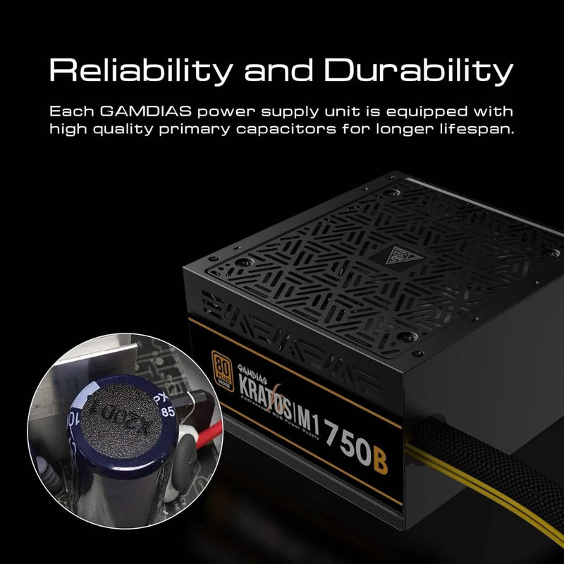GAMDIAS RGB Gaming PC Power Supply 750W 750 Watt PSU Kratos M1-750B (R