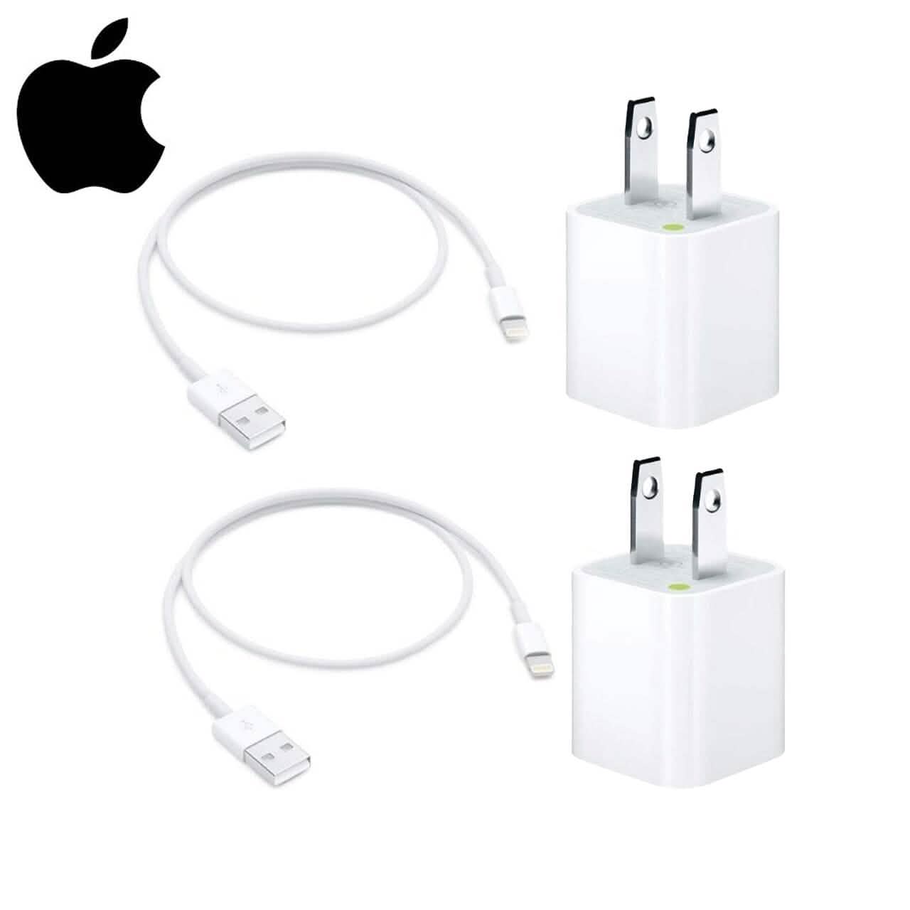 2 Pack Apple Original 5W USB Power Adapter and 2 Pack Apple OEM Lighti