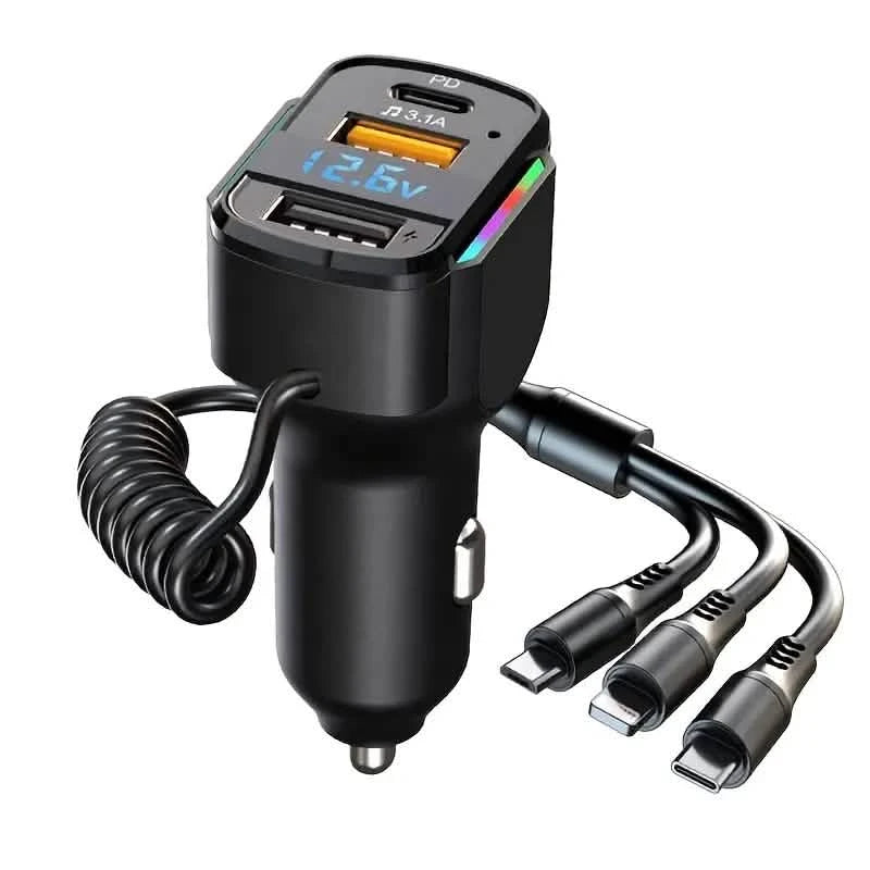 3-in-1 65W 3-port USB PD Fast Car Charger | DailySale
