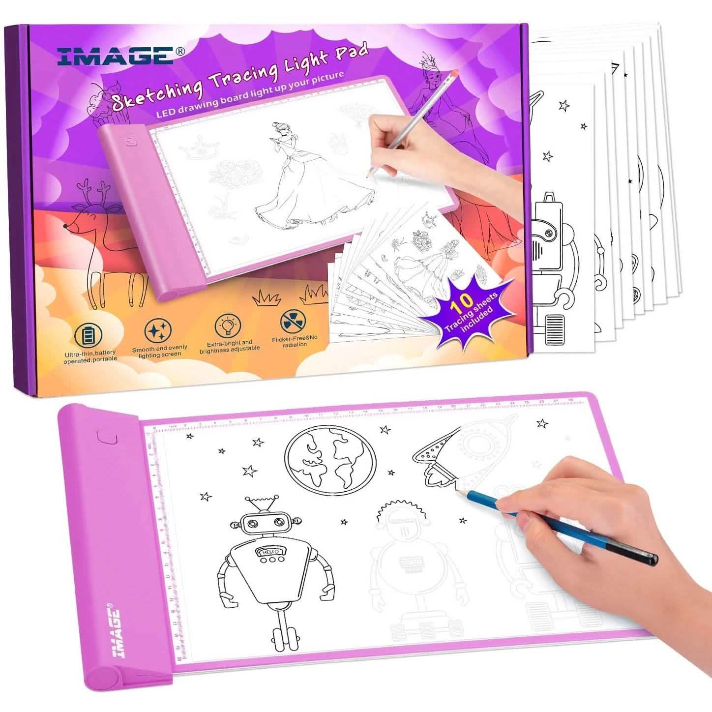 Light-up Tracing Pad Pink Coloring Drawing Art Gift Toy