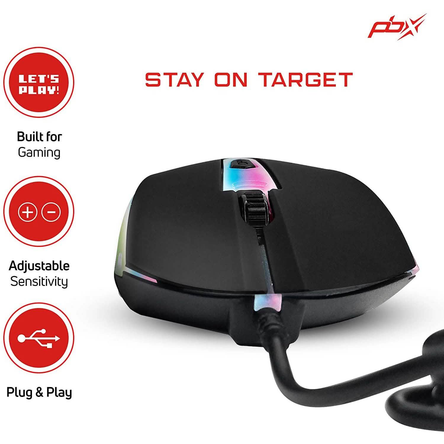 PBX Soldier Wired Gaming Mouse with 4 Optimized Buttons, 3 Levels of D