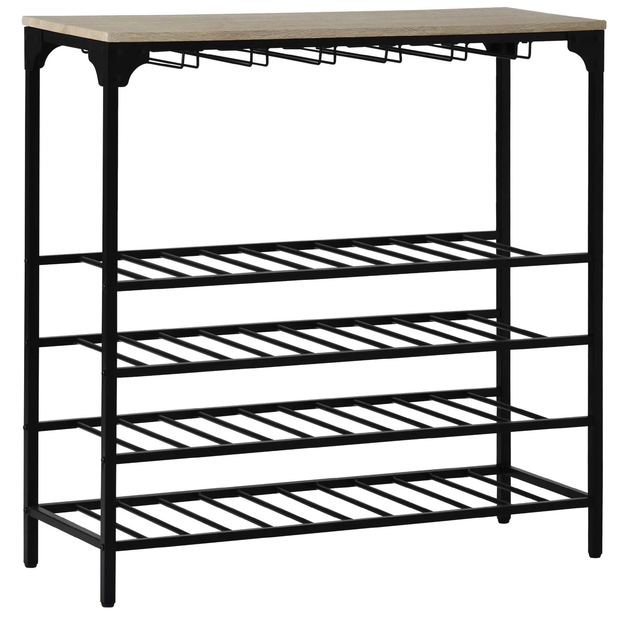 Rustic 40 Bottles Metal Floor Free Standing Wine Rack Table