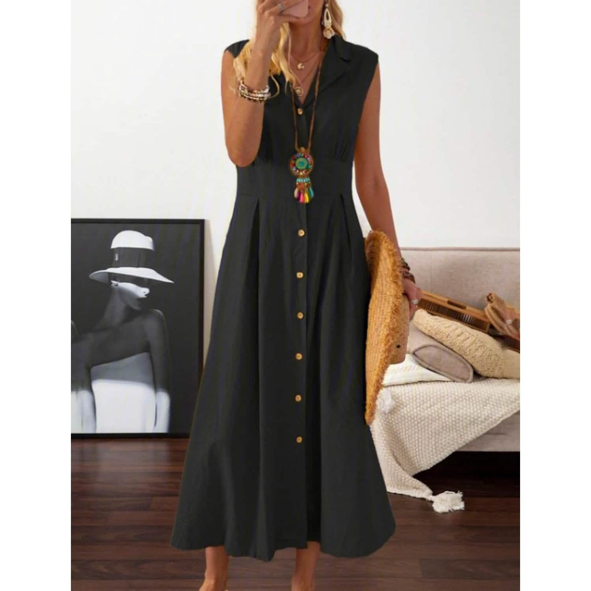 Women's Plus Size Solid Color Sheath Dress